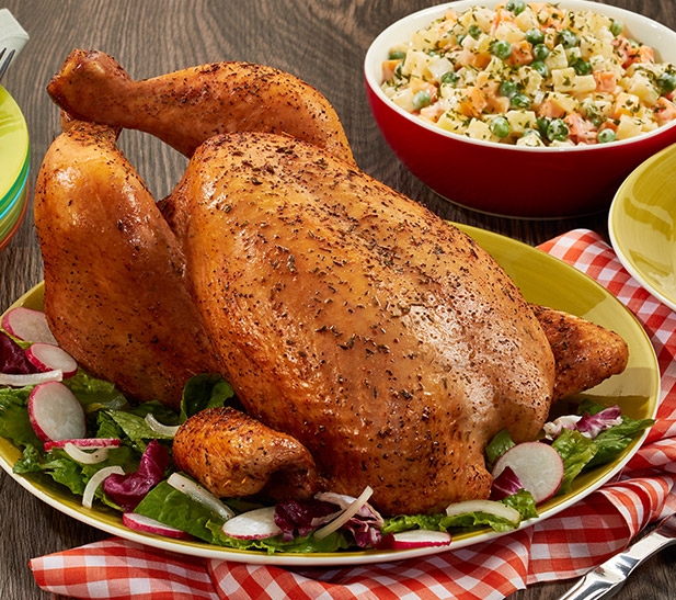 Pollo horneado con ensalada rusa y arroz | Mr. Pollo